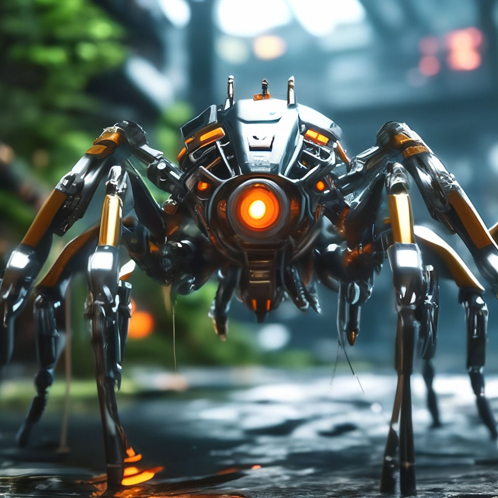 "Spider robot . dark botanical cyberpunk high detail, high resolution ...