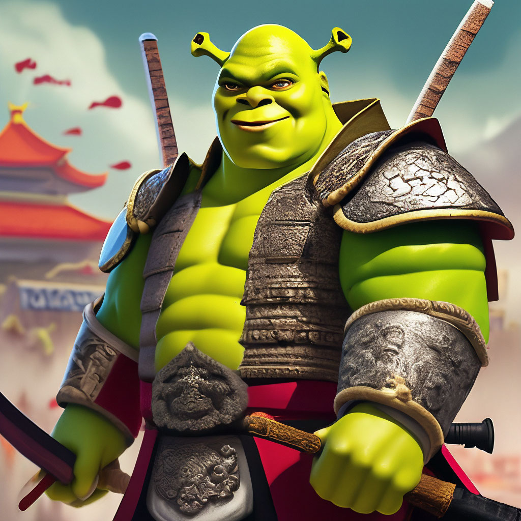 "Shrek Shogun" — image created in Shedevrum