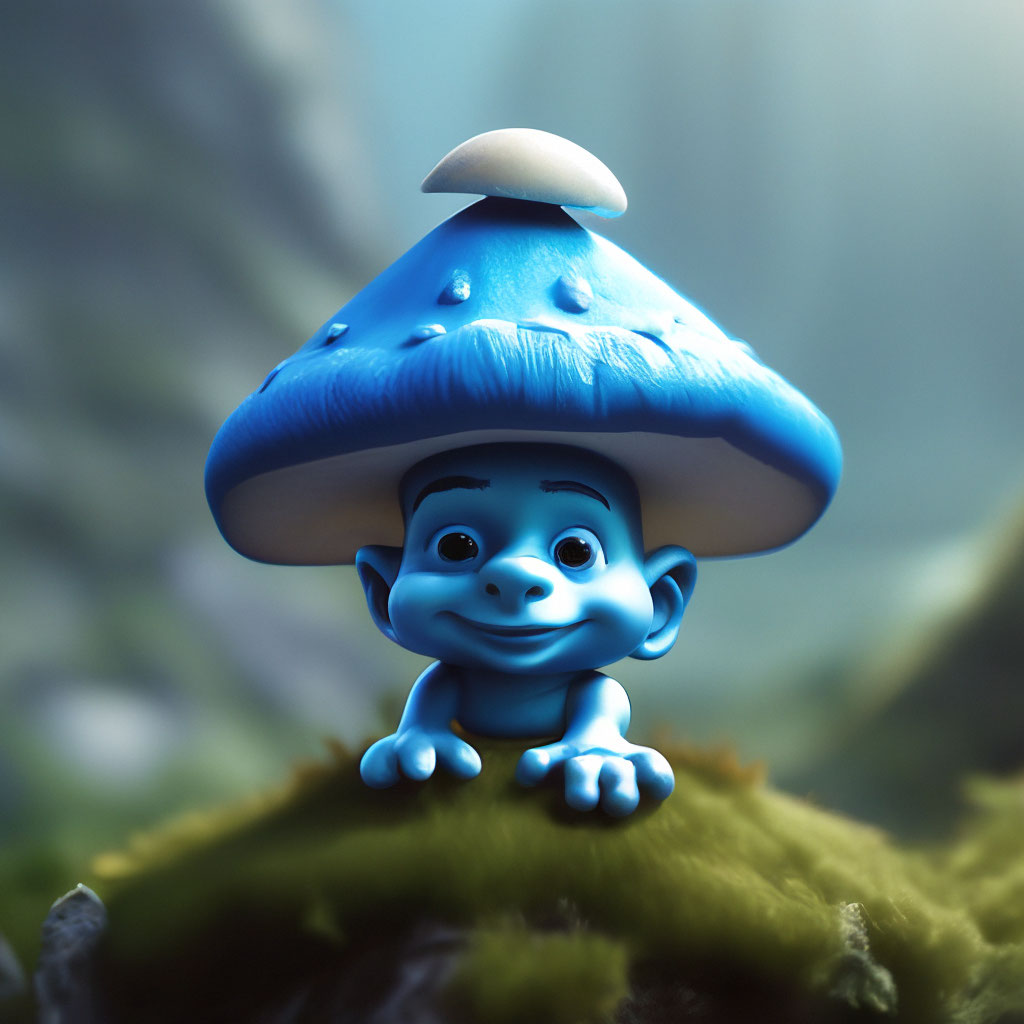 "Smurf with a mushroom on his head" — image created in Shedevrum