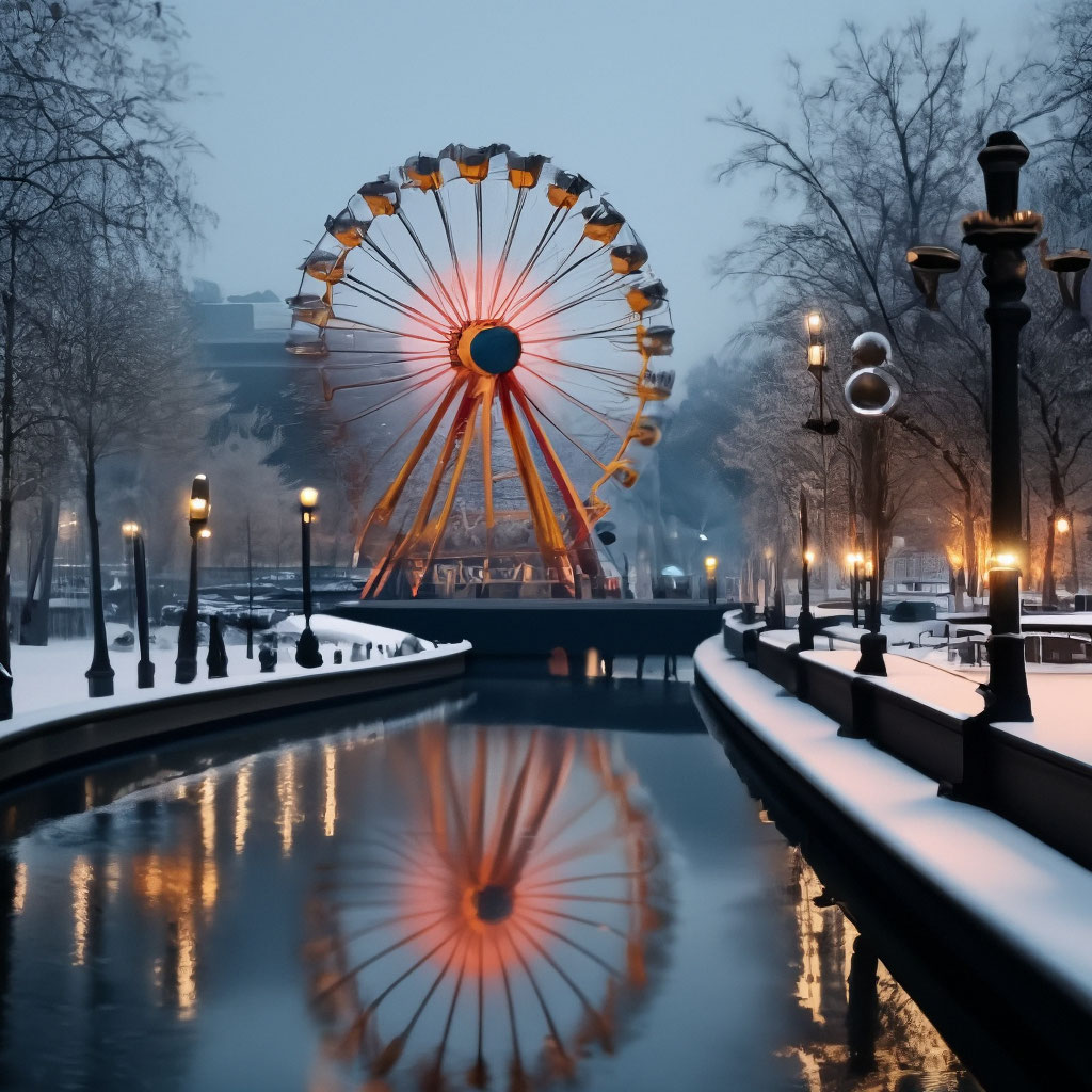 "A quiet morning after the new year, a park, an embankment, Christmas ...