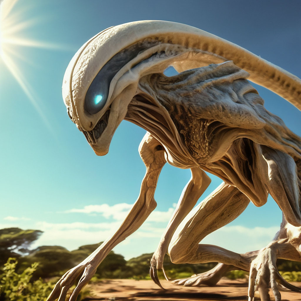 "Metamorphoses of an alien life form , against the background of the ...