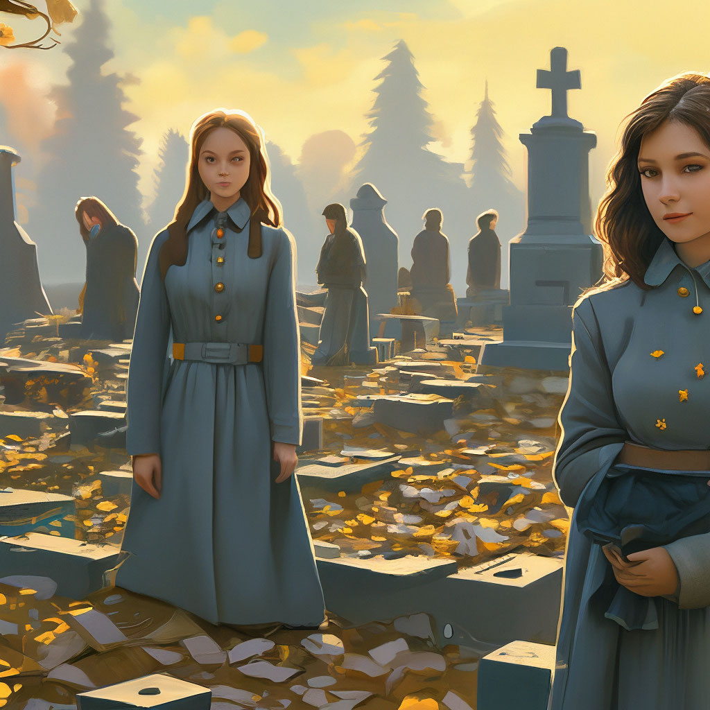 "Cemetery of buried beautiful girls" — image created in Shedevrum