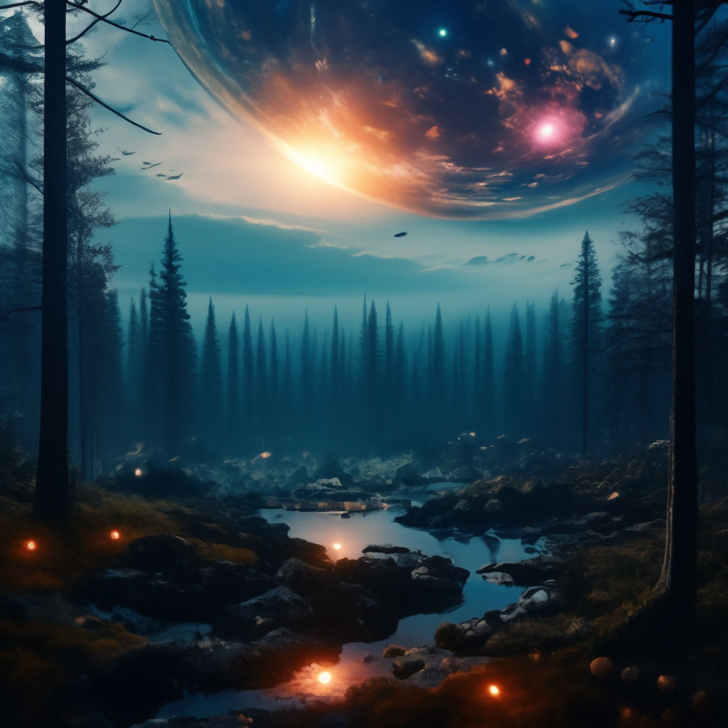 "The parade of planets in the forest" — image created in Shedevrum
