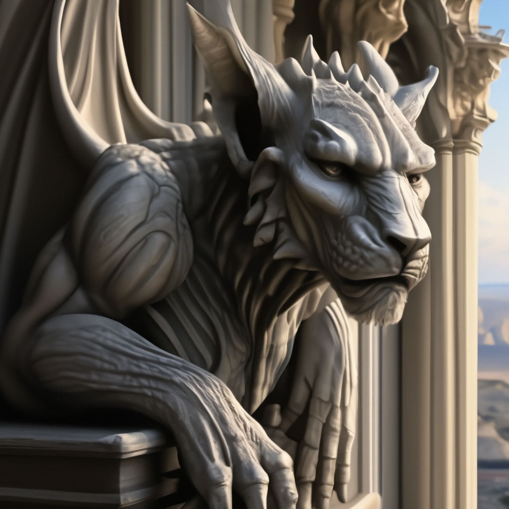 "Airbrush,pencil,,handsome guy: gargoyle,metamorphosis,ledge of the ...