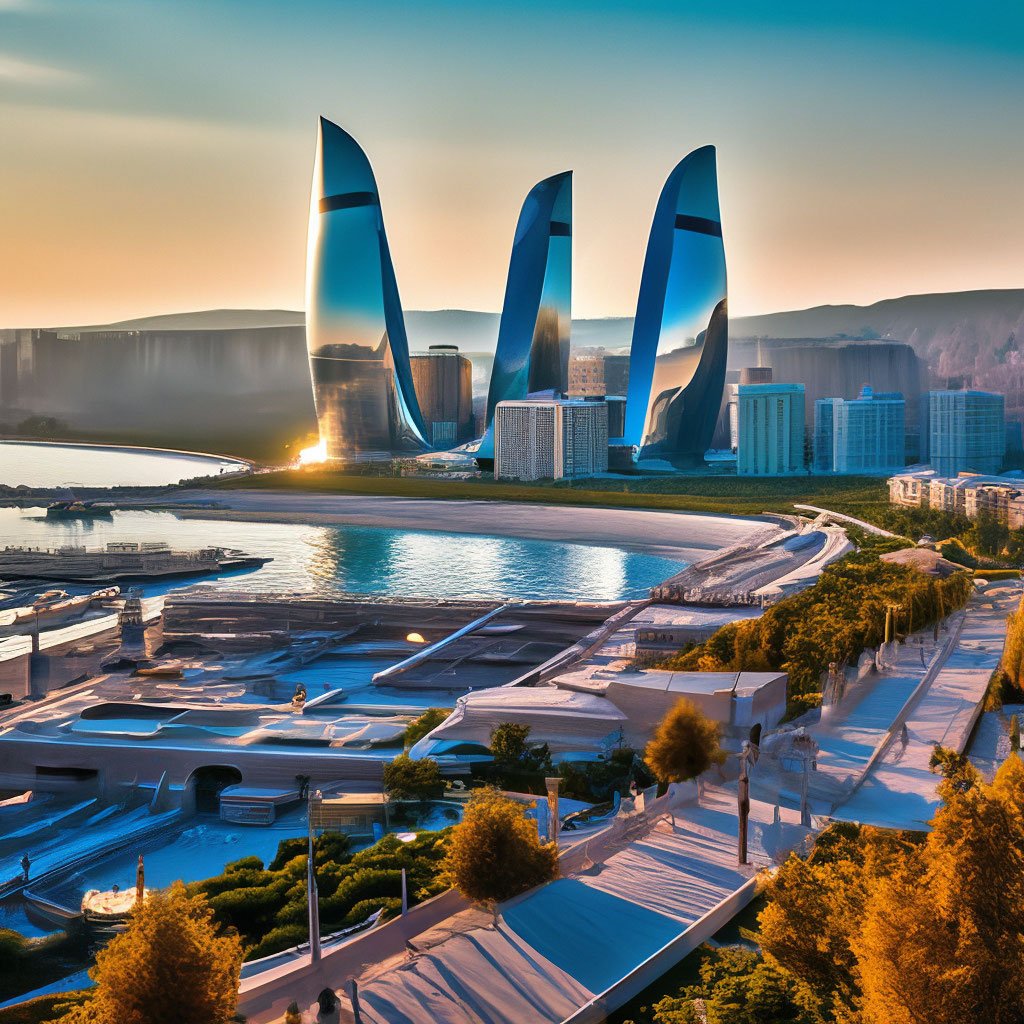 "Baku. 256k, photorealism, ultra-realistic, high dynamic range, raw ...
