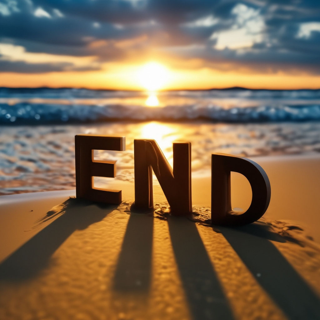 "THE END inscription,, aesthetically pleasing, beautiful, realistic ...