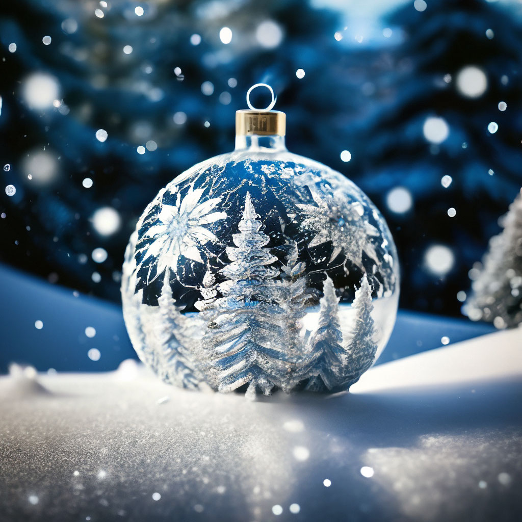 "Christmas ball, snowflake inside" — image created in Shedevrum