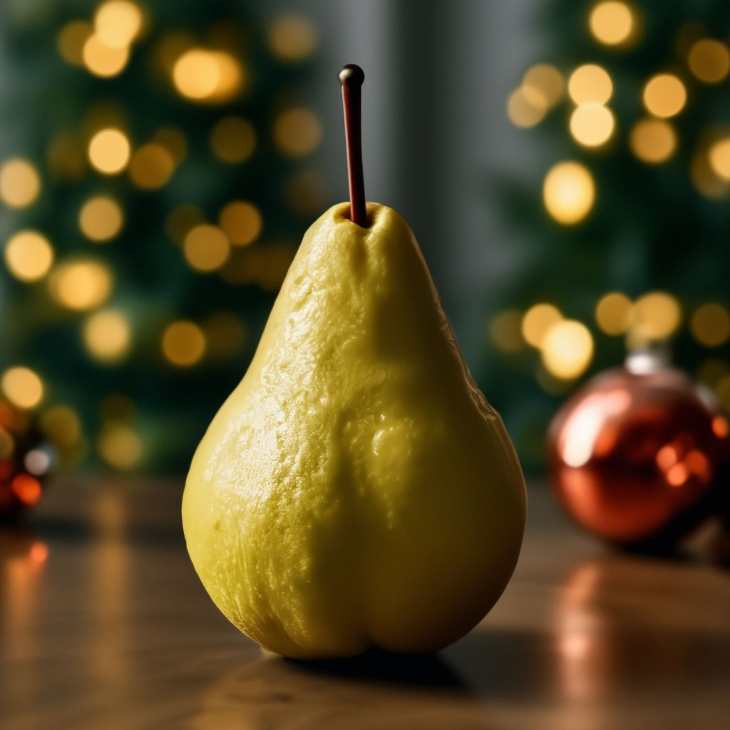 "A pear in a New Year's hat" — image created in Shedevrum