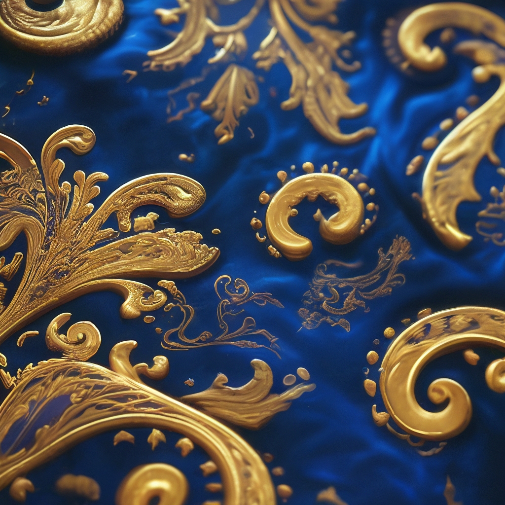 "Golden paisley pattern on coffee velvet plaid" — image created in ...