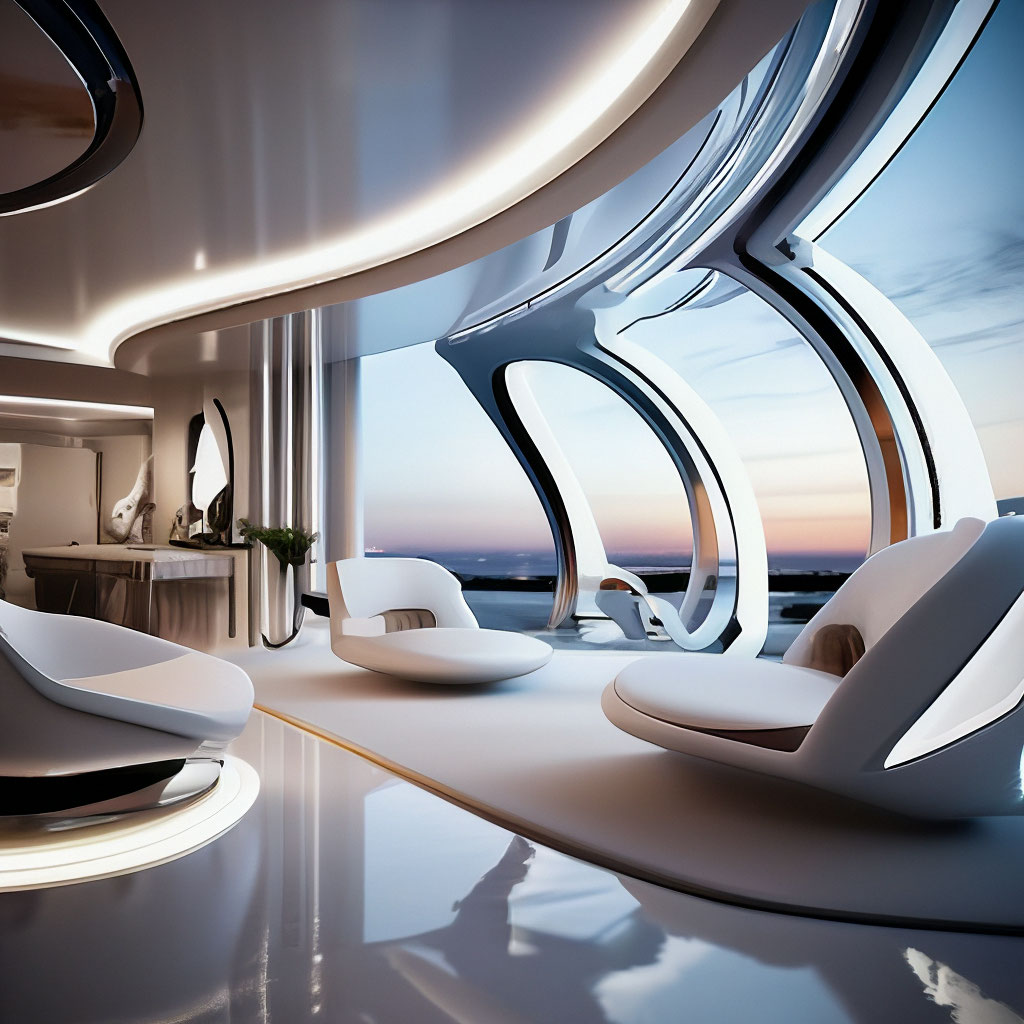 "Modern interior of the future" — image created in Shedevrum