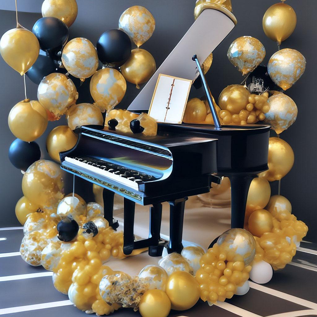 "Celebration of classical music music piano balls, cake" — image ...