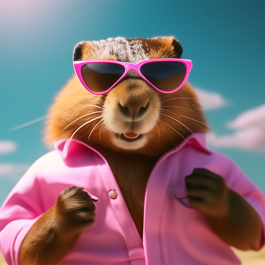 "Wearing sunglasses 🤓 beaver in pink underpants. hand to the head ...