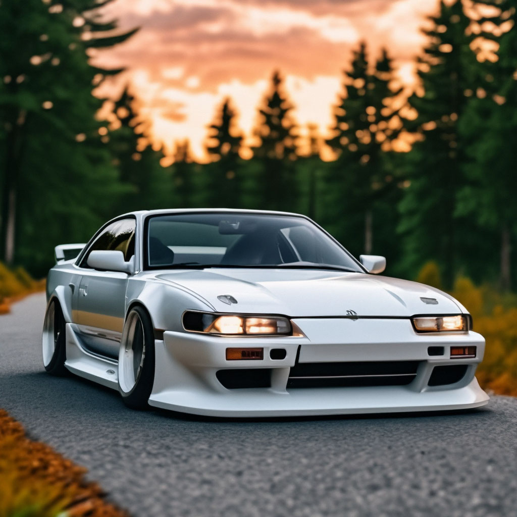 "Sticker understated white nissan silvia s13 with clear headlights on a ...