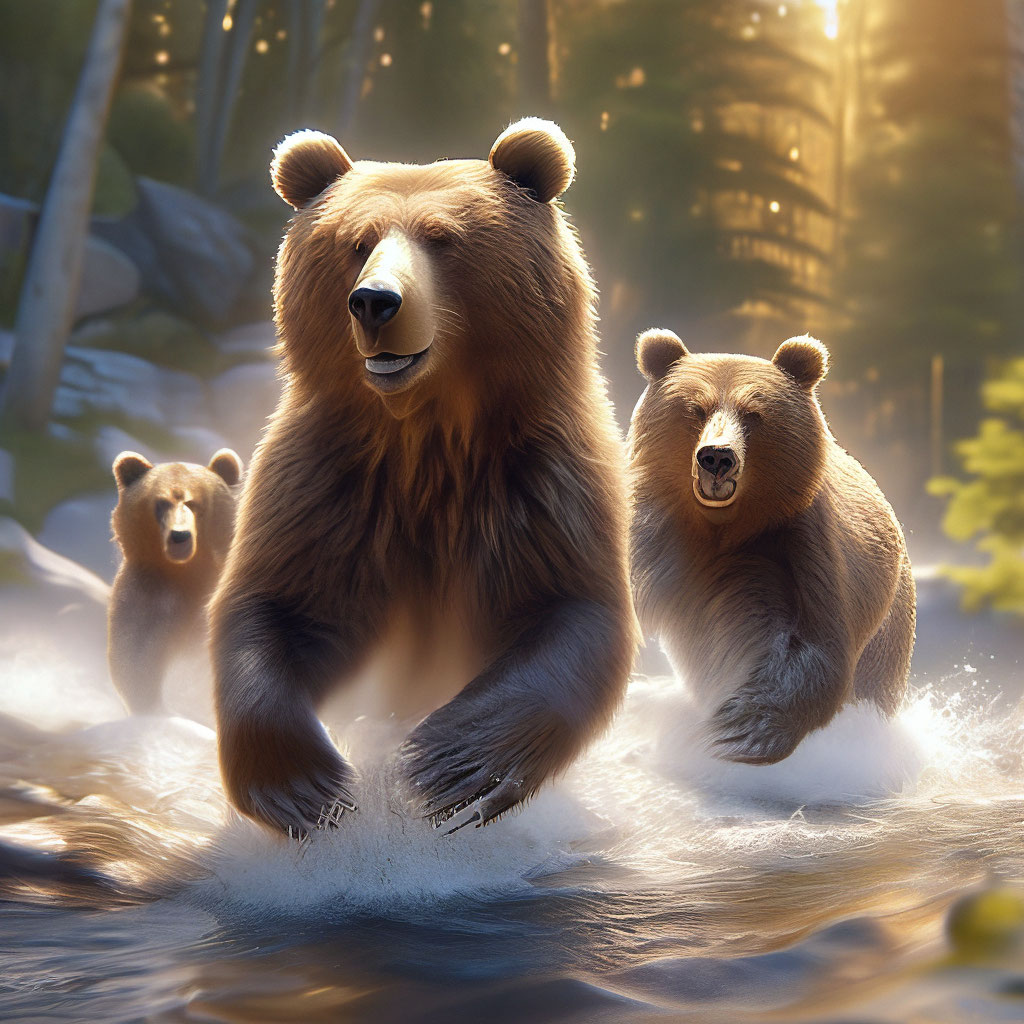 "3d brown bears frolic" — image created in Shedevrum
