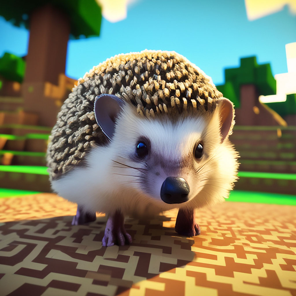 "Hedgehog from minecraft" — image created in Shedevrum