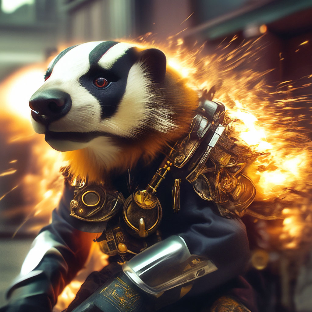 "My realistic explosive honey badger,cyberpunk,steampunk,gloss" — image ...