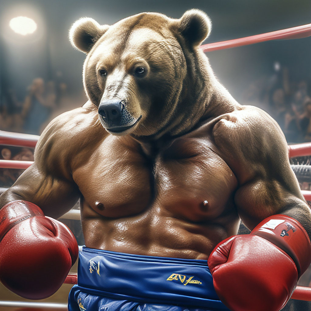 "Boxer bear,in the ring, realistic, close-up, high resolution, highly ...