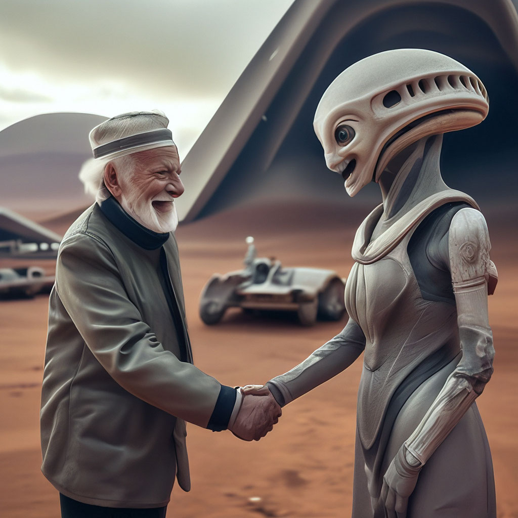 "An elderly couple of tourists met with aliens on an alien planet, the ...
