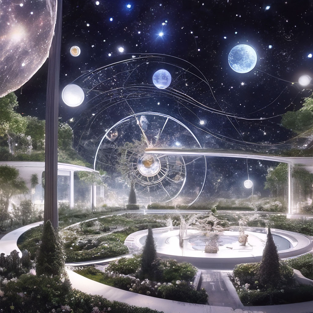"Heavenly garden in vast space, stars, constellations. Space ...