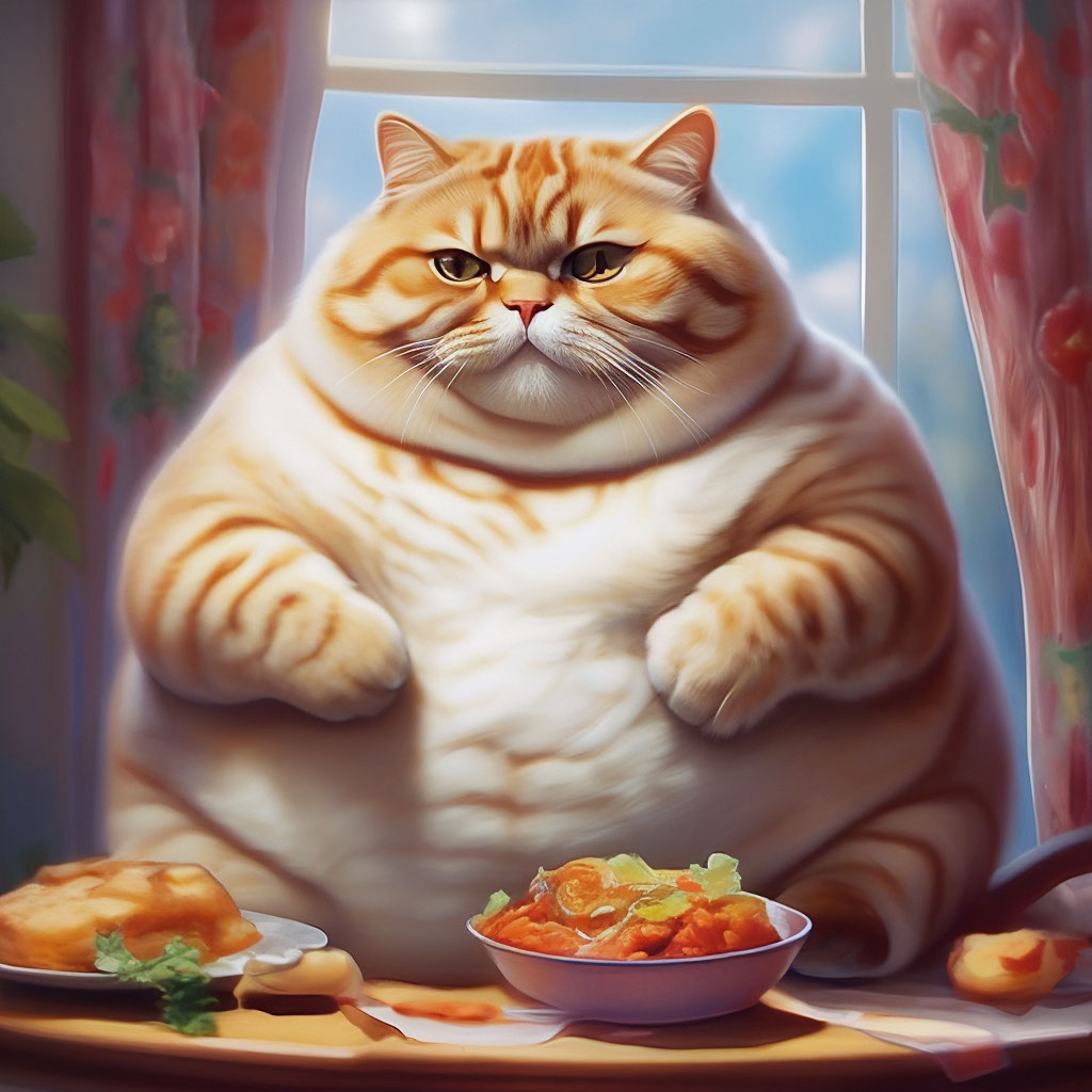 "If you like it. you'll be happy with a fat cat" — image created in ...
