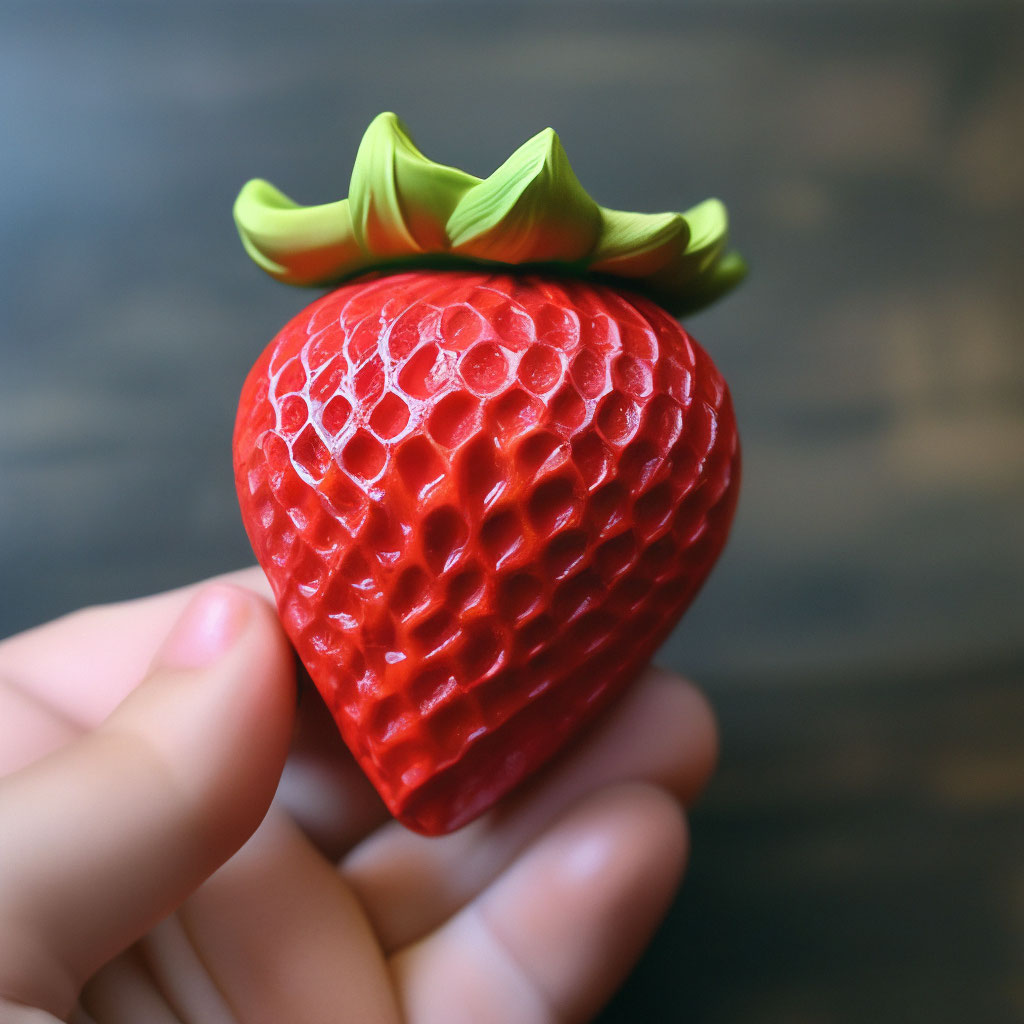 "Strawberry.wood carving realism." — image created in Shedevrum