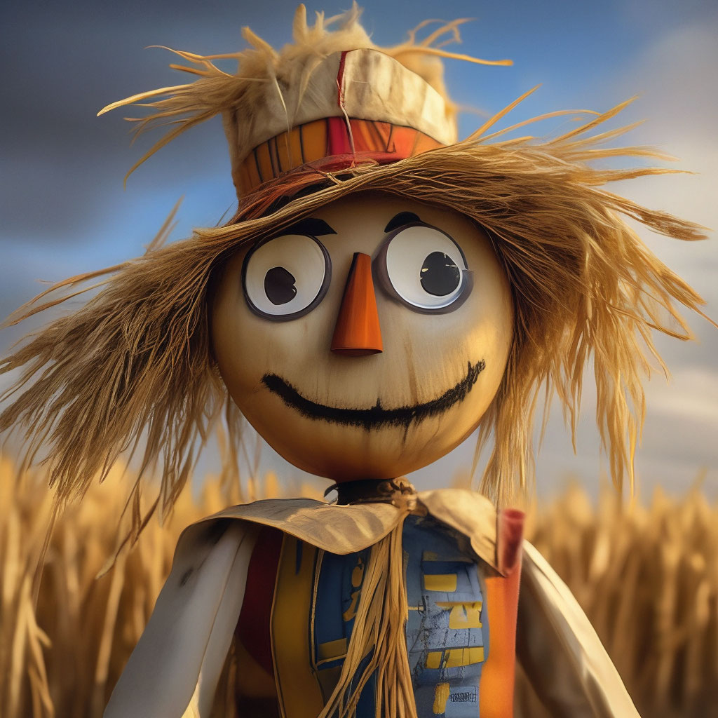 "Scarecrow Scarecrow, a soft, good-natured scarecrow, with painted eyes ...
