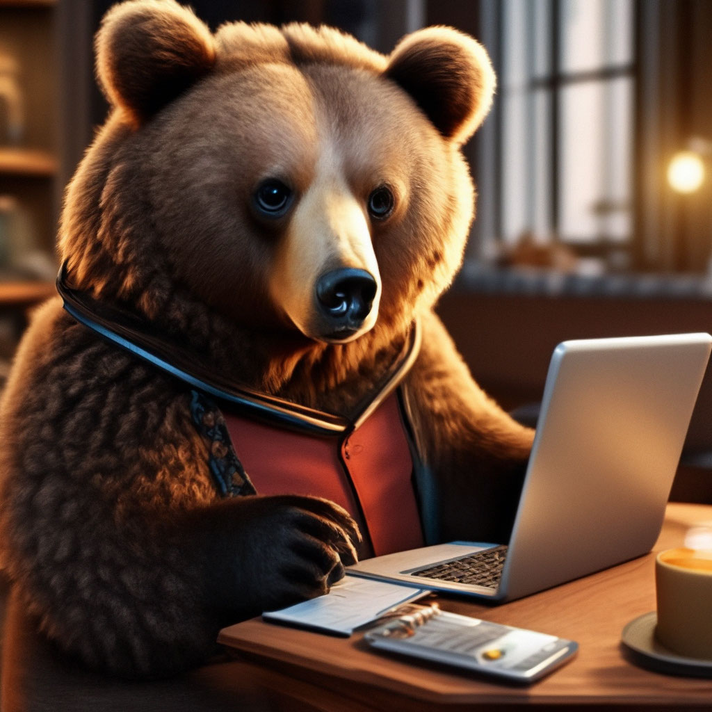 "Domestic bear and modern technologies. A story about a new way to order your…" — image created ...