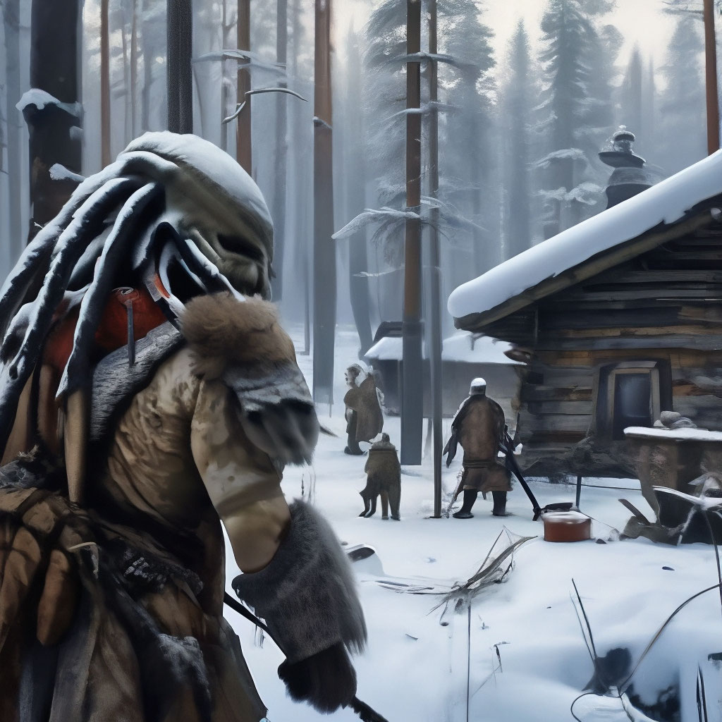 "Predator, hunts in the Russian outback in winter, around the forest ...
