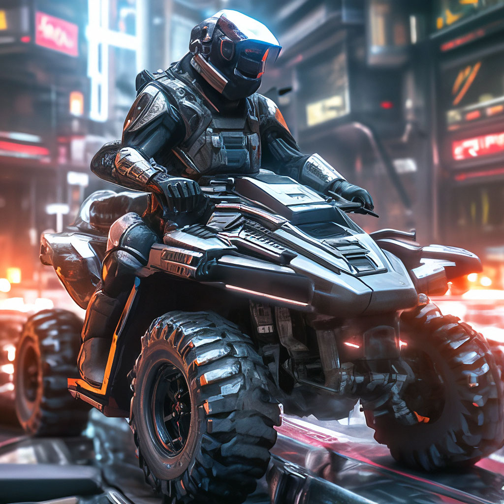 "Atv with guns, science fiction, cyberpunk, high detail, computer ...