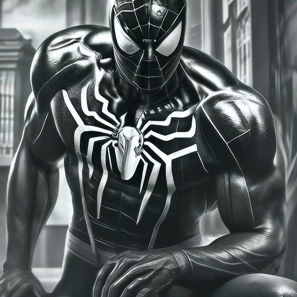 "Spider-man in black bodybuilder, realistic, beautiful, aesthetically ...