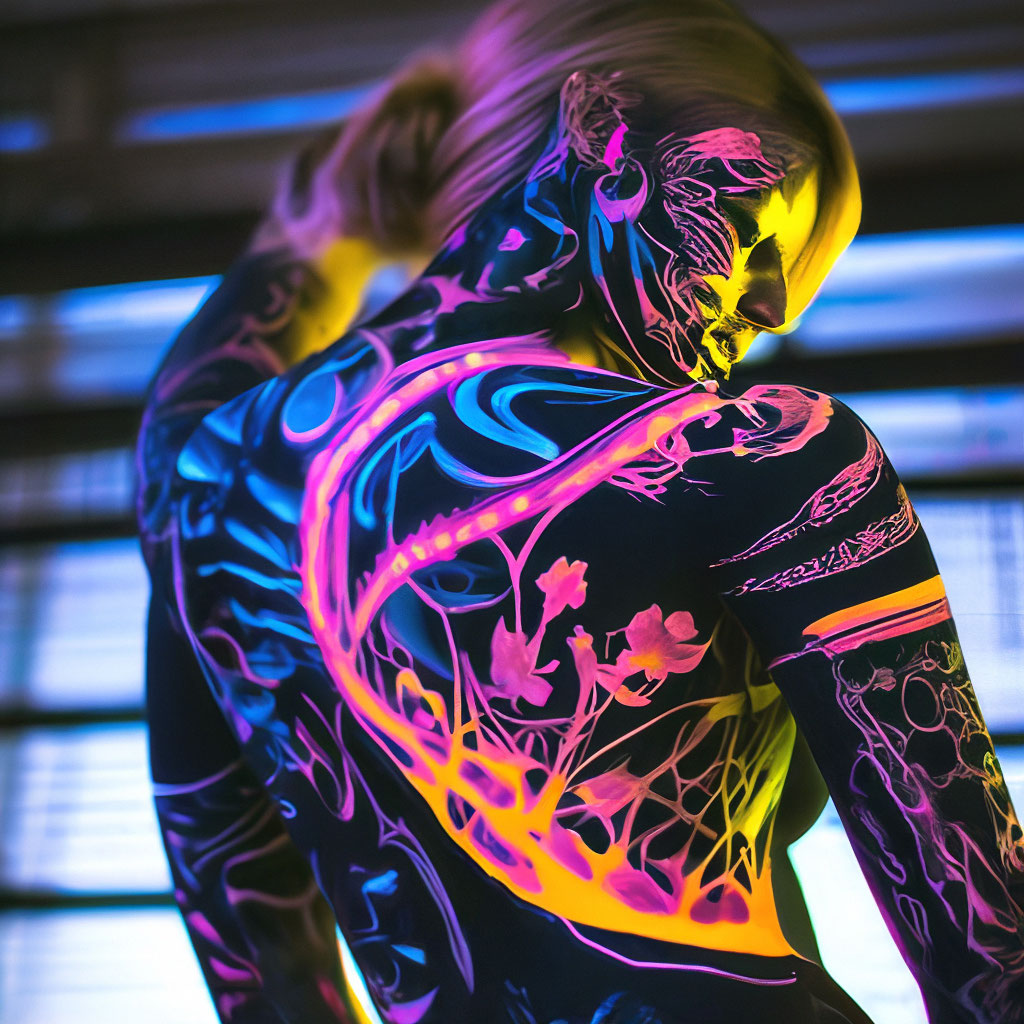 "Entotatu pictorial body art on the body black carcass white sharpness ...