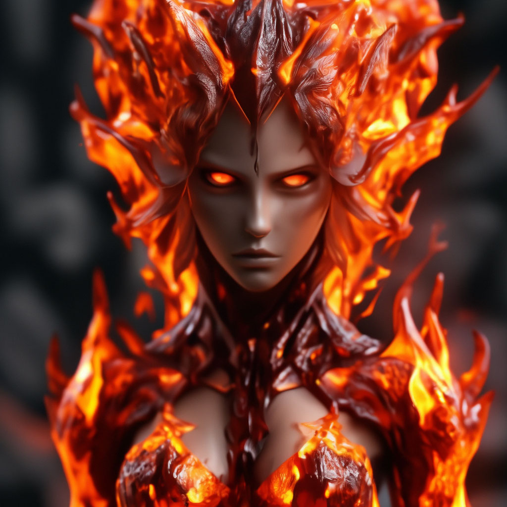 "Fire monster-monster girl, body of fiery flame, fiery skin, fiery skin" — image created in ...
