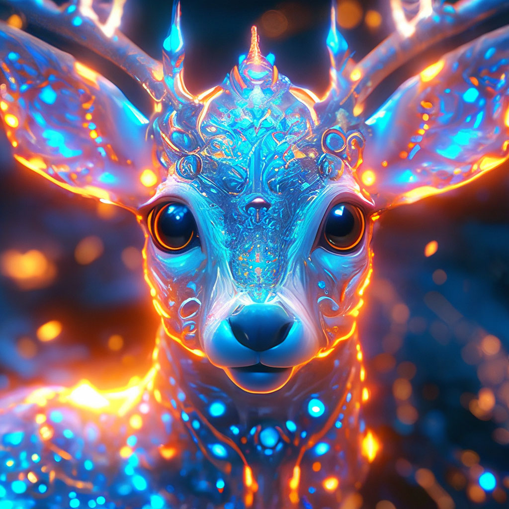 "🥰🥰 surrealism,cute anime fawn , consists of fractals, fabulous elf ...