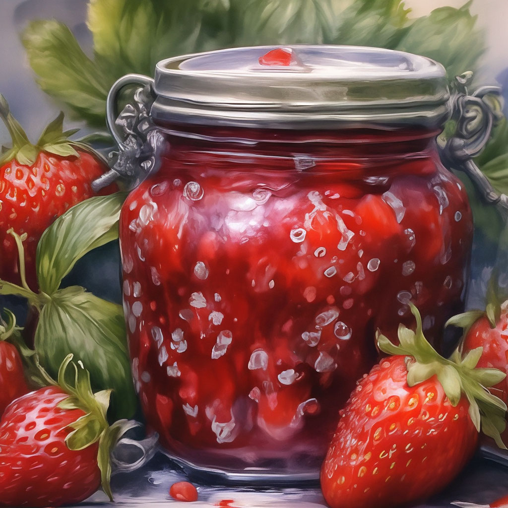 "Strawberry jam, delicate watercolor painting, grunge, dark botanical ...