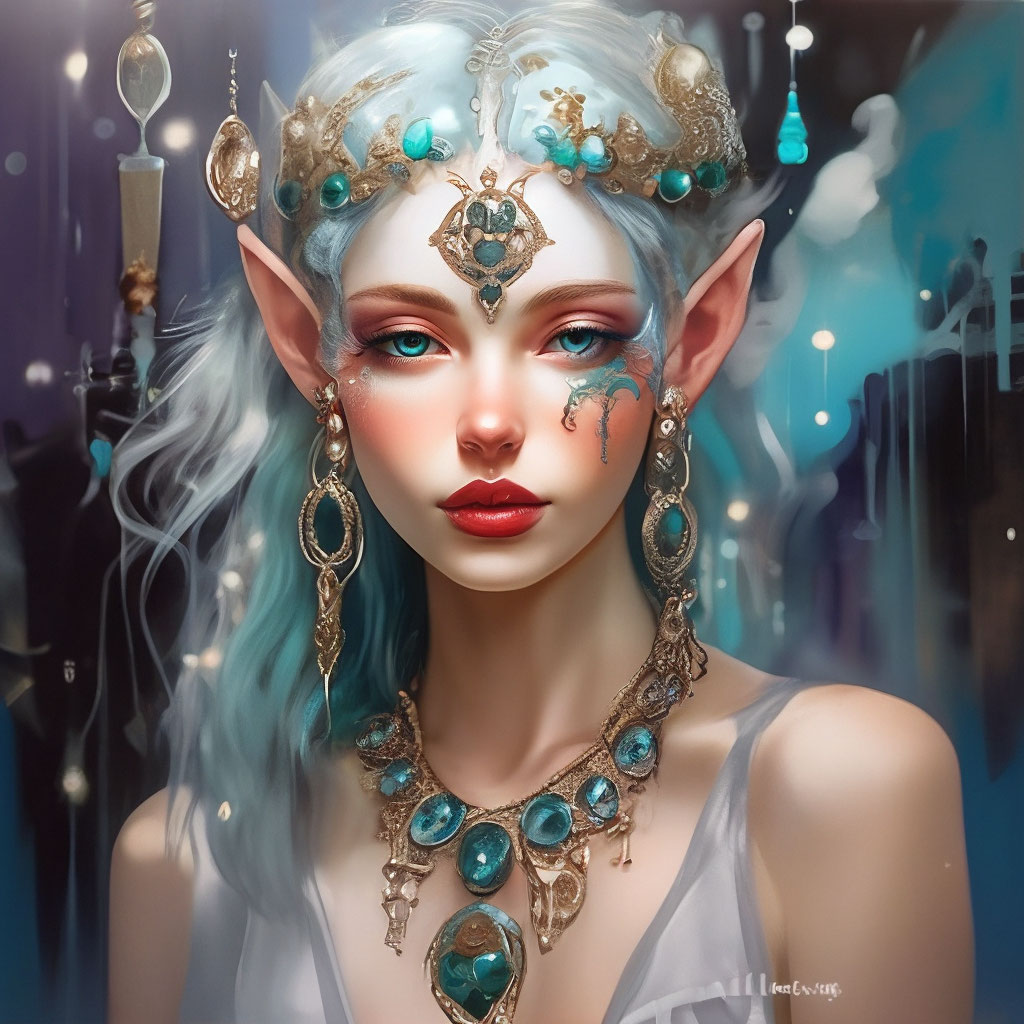 "Painting, elf in the style of painting, shades of grunge, fashion ...
