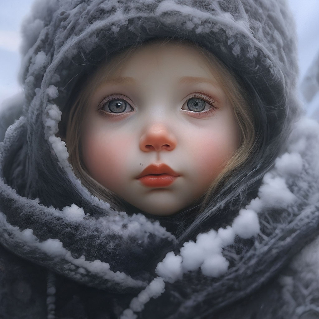 "A little dwarf nose, a loving look is cinematic, photorealism,Snowy ...