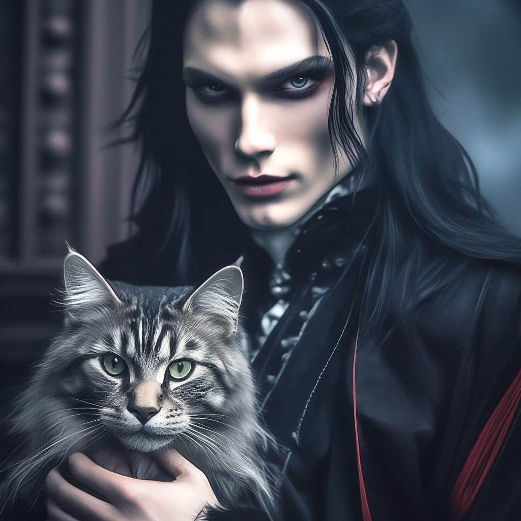 "Mysticism, gothic, gloom, noir, portrait-photo, very beautiful male ...