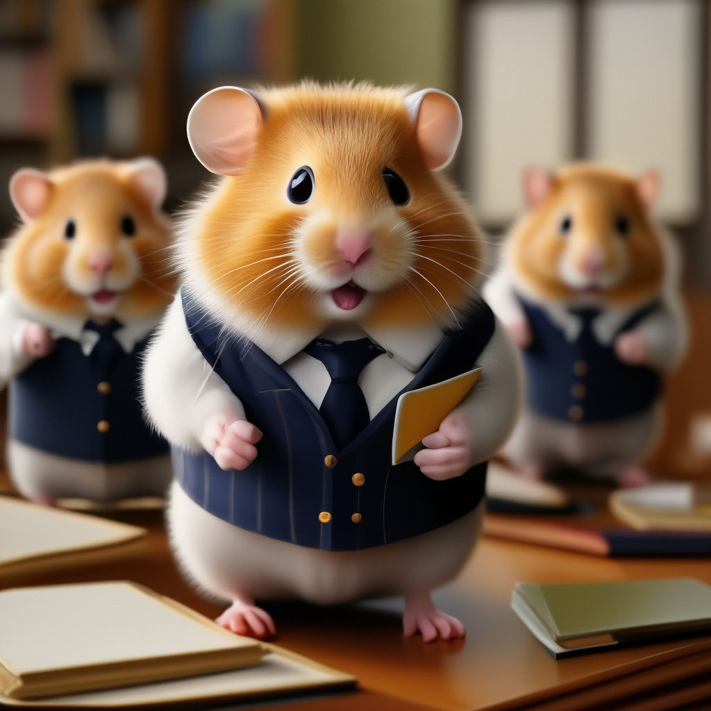 "Hamsters work as a teacher at school" — image created in Shedevrum