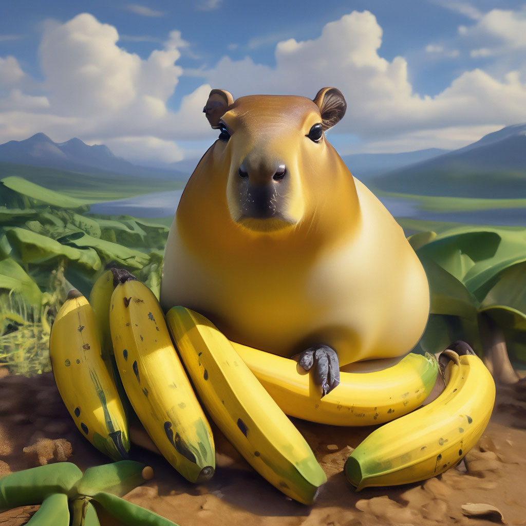 "Capybara banana" — image created in Shedevrum