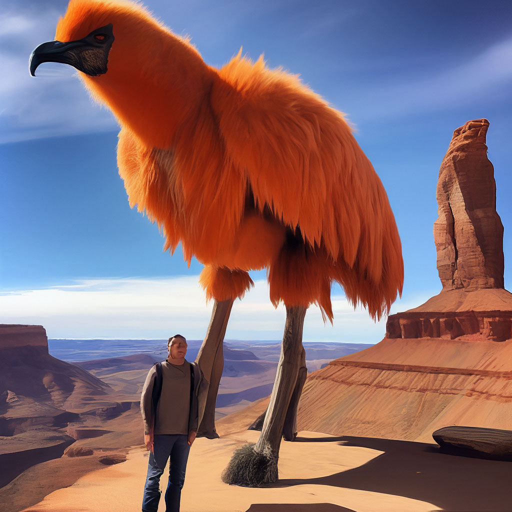 "An anthropomorphic strange orange humanoid fur giant very tall large ...