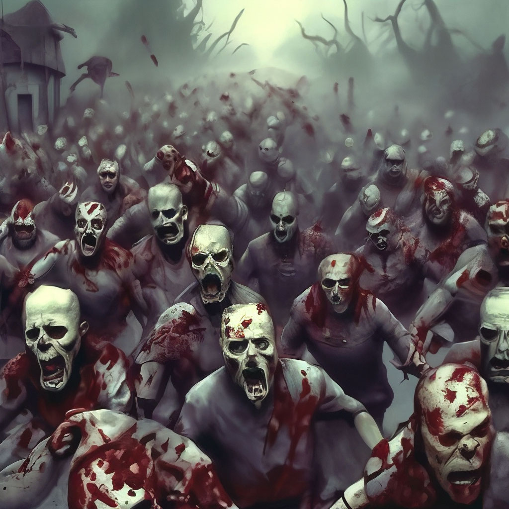 "Hordes of zombies" — image created in Shedevrum