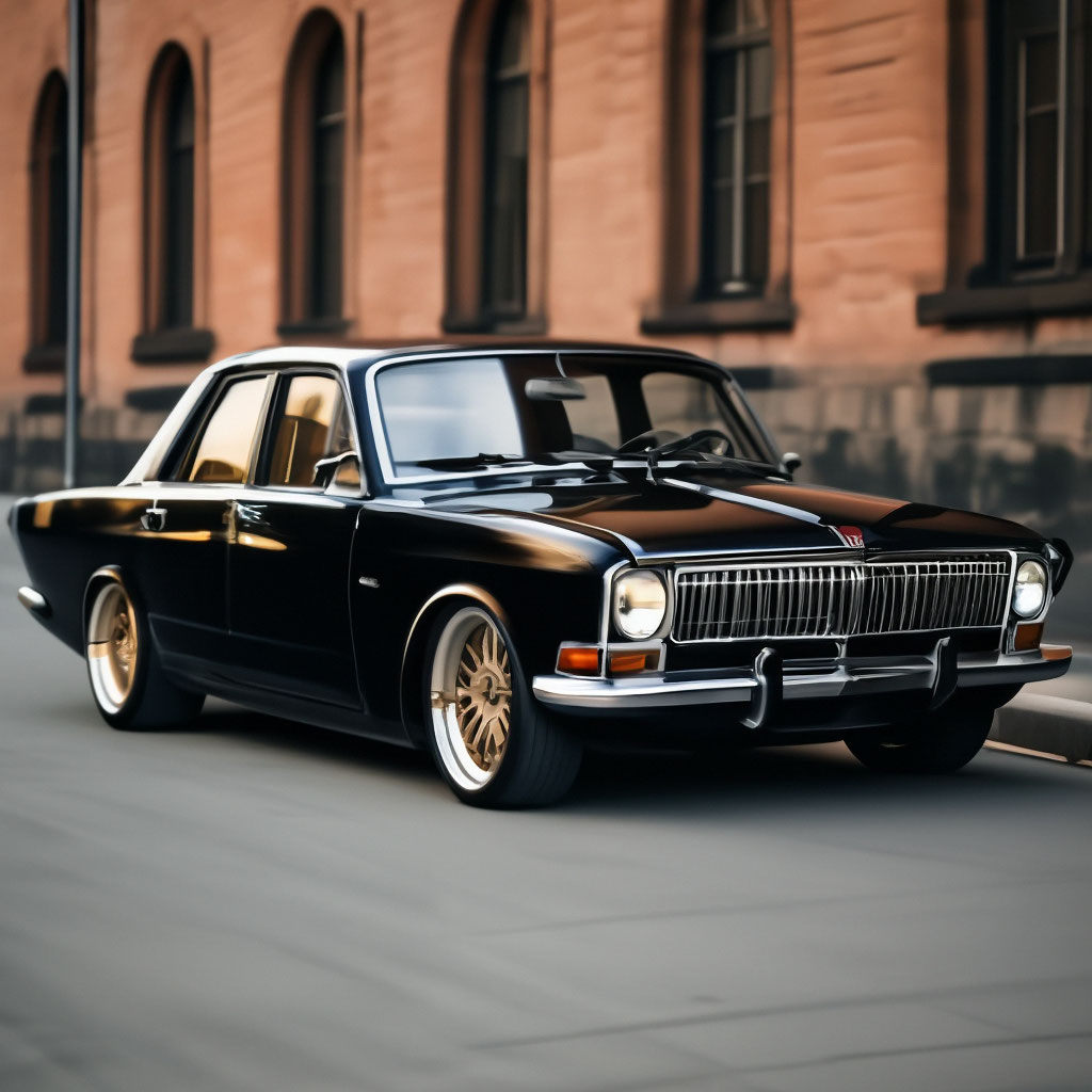 "Black Volga gaz 24, beautiful cast wheels, all tinted" — image created ...