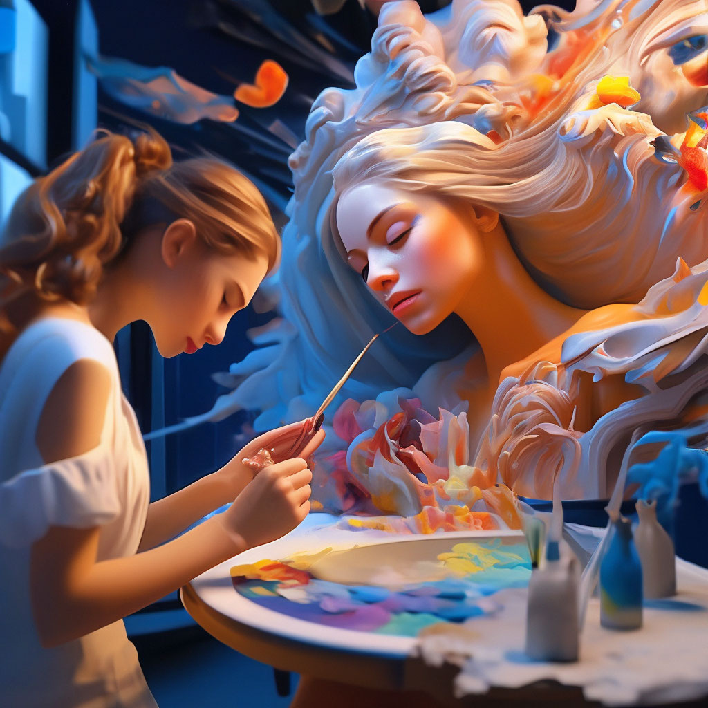"Inspiration, unity, . The young artist inspiringly paints a picture ...