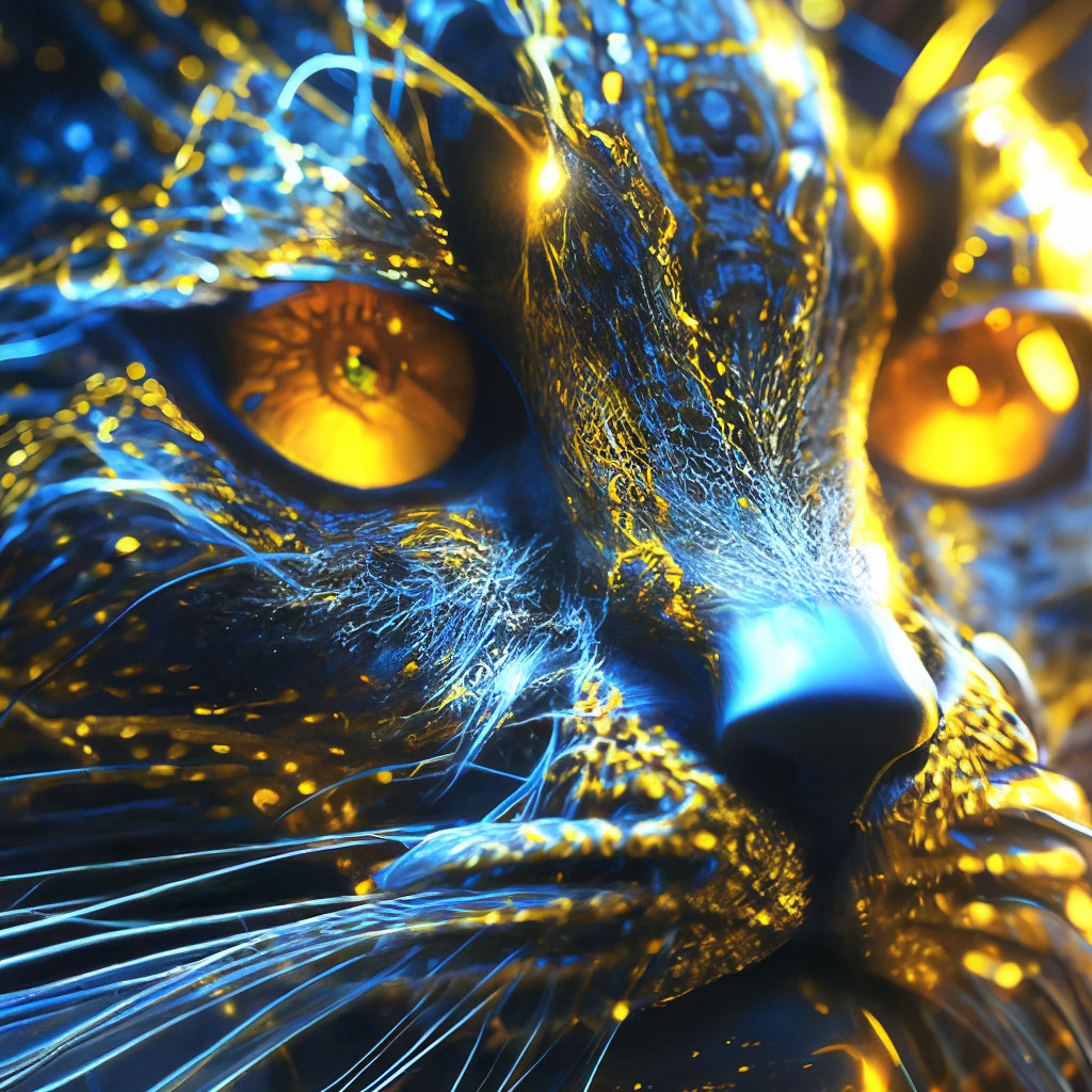 "Cat'face'web fractal consists of a Silver plasma, colourful,Gold of ...