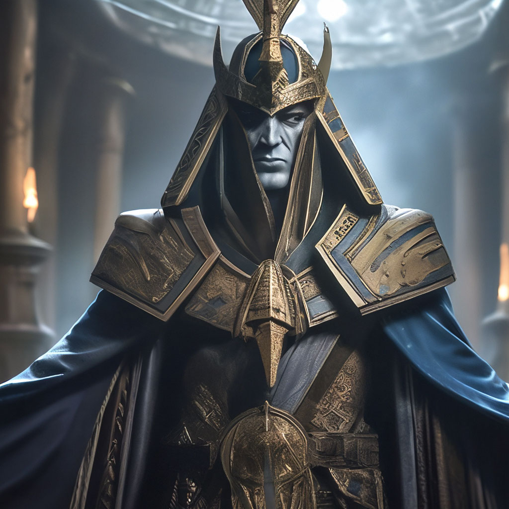 "Patriarch Lich Khatep Warhammer, dressed in an Egyptian robe high ...