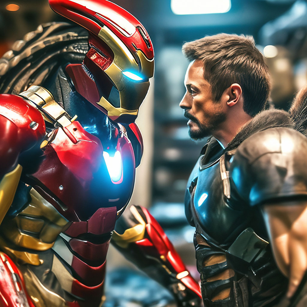 "Iron man VS predator, photorealism, hyperrealism, professional photo ...