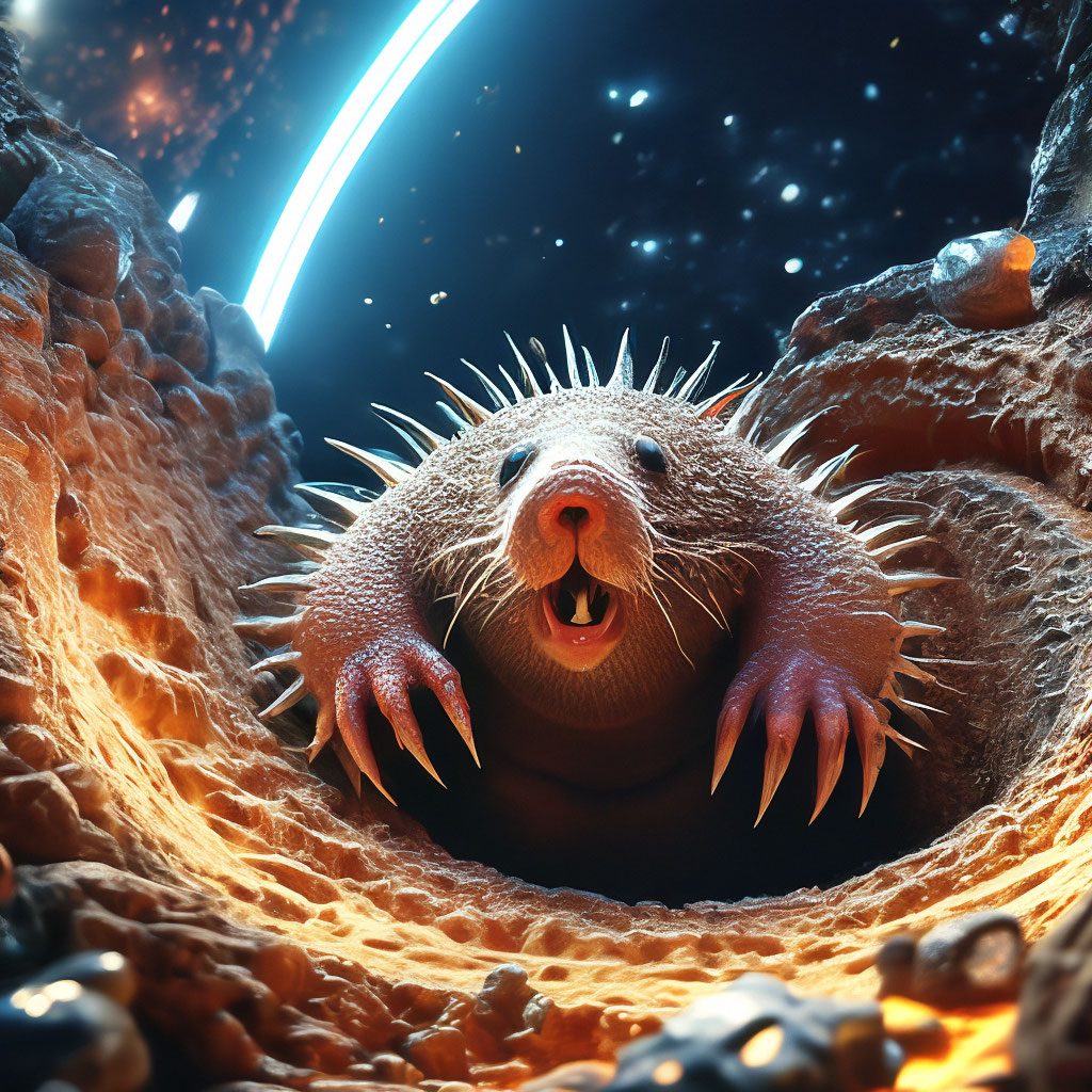 "Space mole and his hole in another galaxy, deep and deep space ...