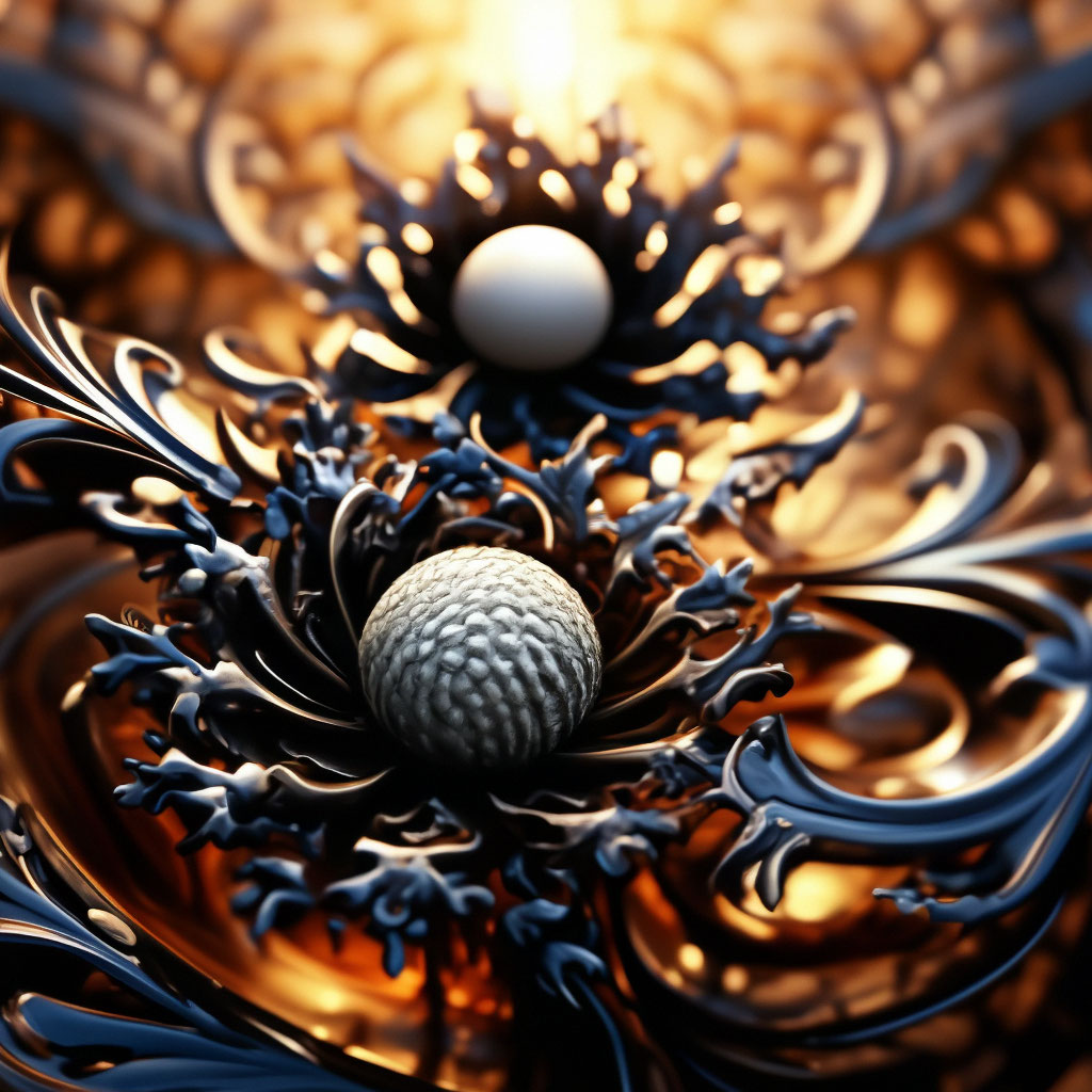 "Quantum fractal yin-no yang-no, ikebana, surrealism, Gothic, smoky ...