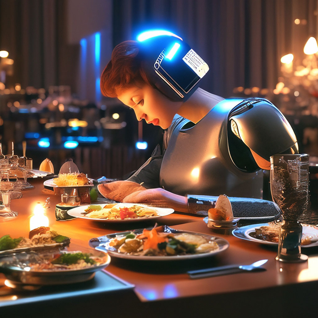 "Electronic dinner" — image created in Shedevrum