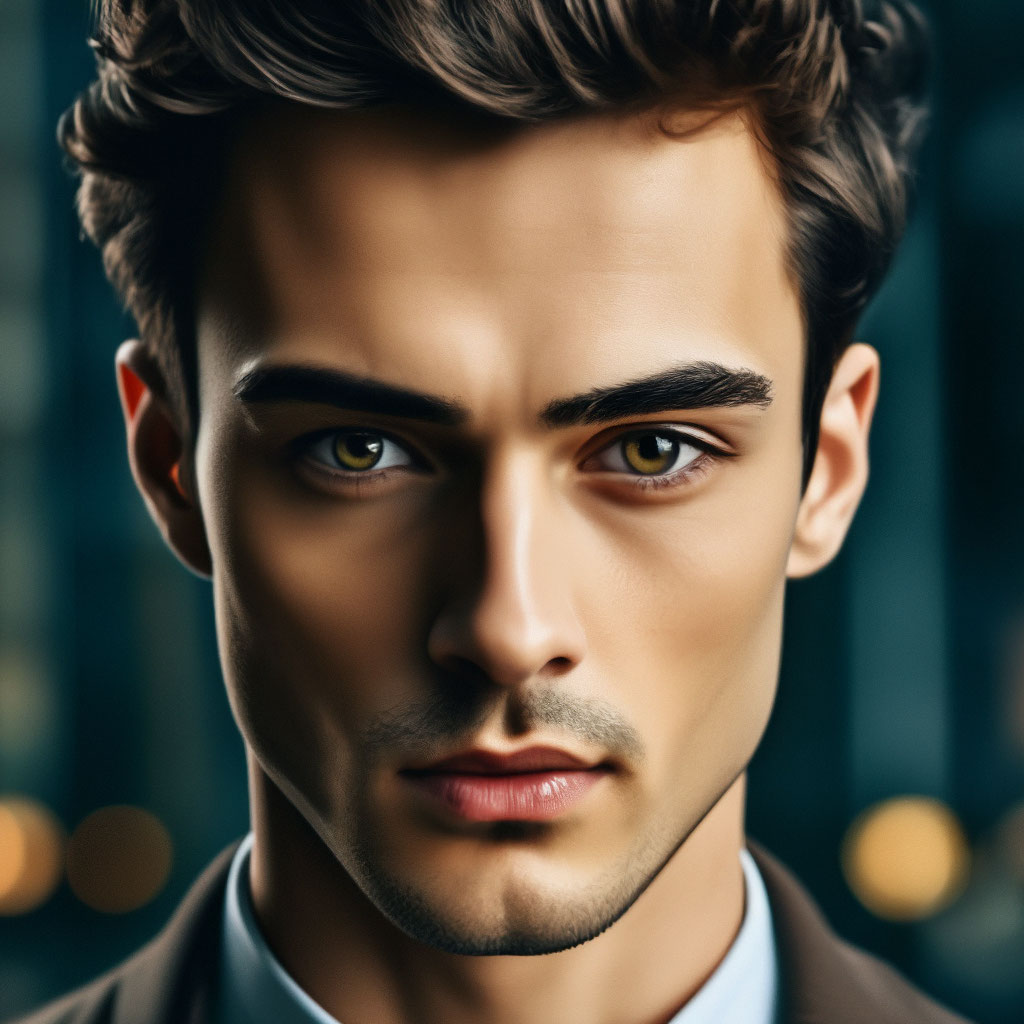 "Smart male face" — image created in Shedevrum